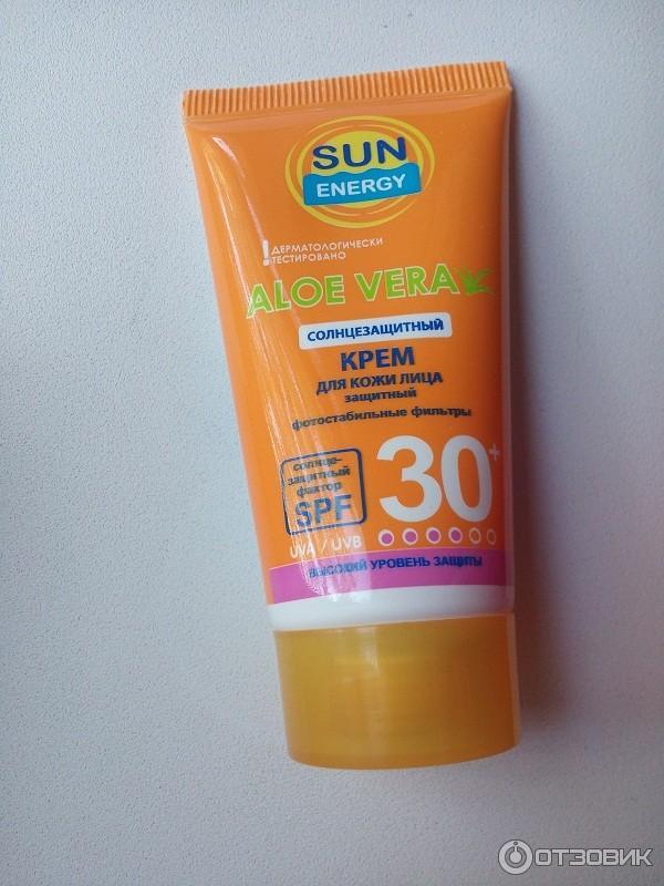 Отзыв о Солнцезащитный крем для кожи лица Sun Energy Aloe Vera SPF 30+ | Приятно пахнет, и ...